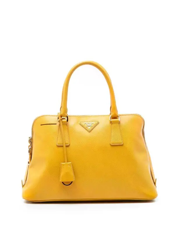 Prada Saffiano Lux Promenade Satchel - Yellow
