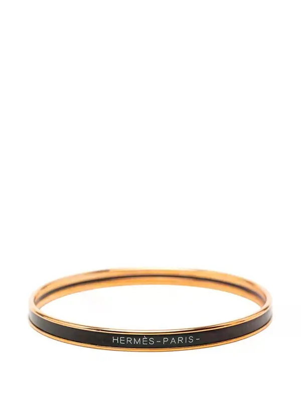 Hermès 1990-2010 Extra Narrow Enamel Uni Bangle 62 Costume Bracelet - Black