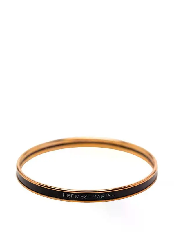 Hermès 1990-2010 Extra Narrow Enamel Uni Bangle 62 Costume Bracelet