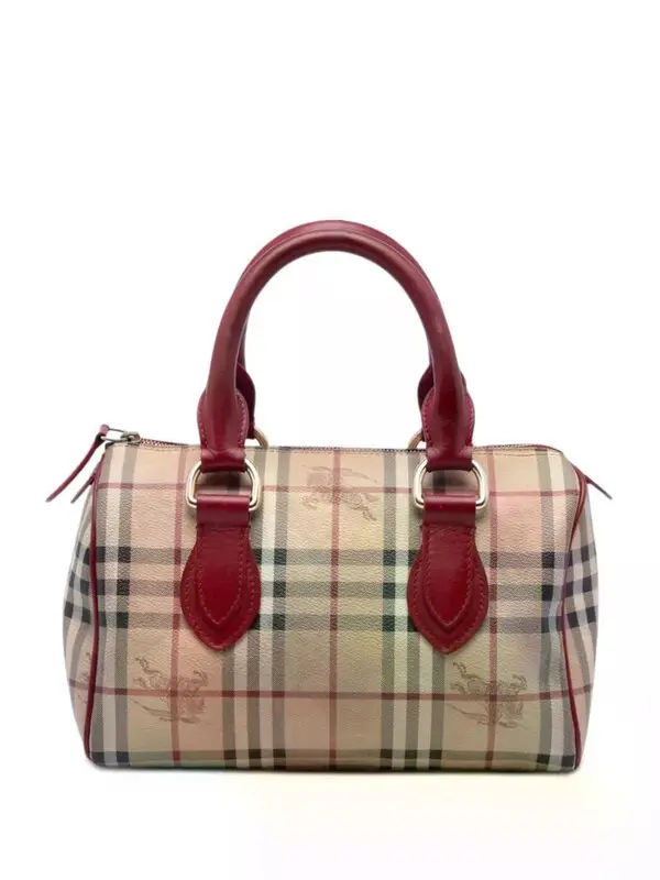 Burberry Haymarket Check Coated Canvas Boston Bag - Red