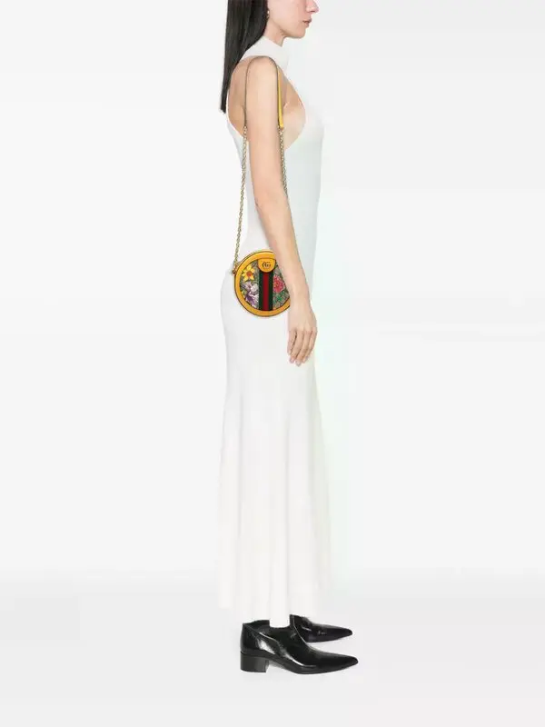 Gucci Mini Gg Supreme Flora Ophidia Round Crossbody Bag - Yellow