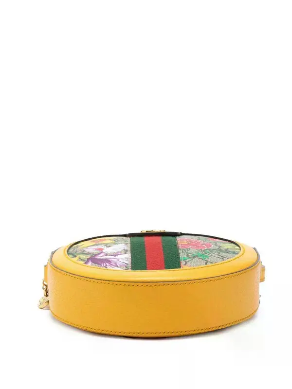 Gucci Mini Gg Supreme Flora Ophidia Round Crossbody Bag - Yellow