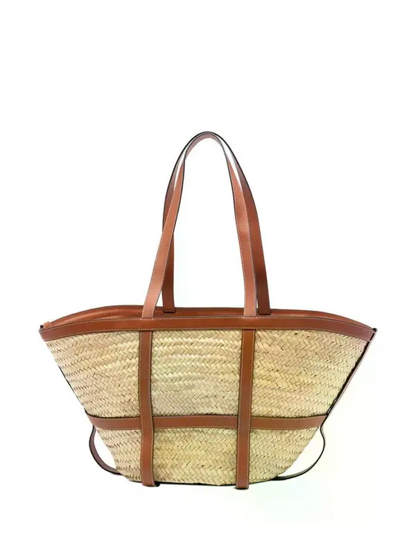 Celine 2019 Medium Raffia Gridded Classic Panier Tote Bag