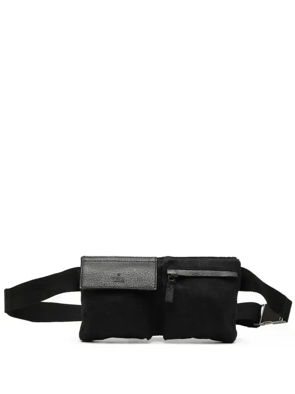 Gucci Gg Canvas Double Pocket Belt Bag - Black