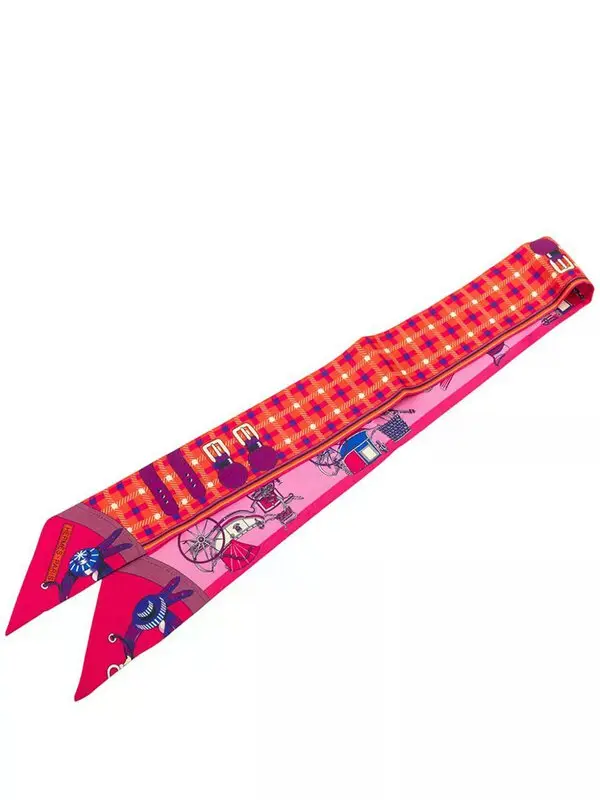 Hermès 2010-2020 Les Voitures Nouvelles Silk Twilly Scarf Scarves - Pink