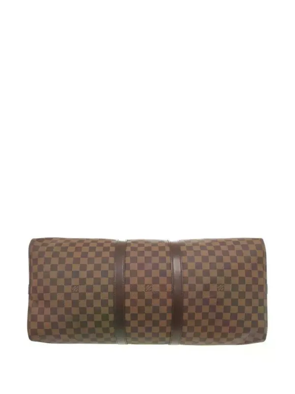 LOUIS VUITTON Damier Ebene Keepall Bandouliere 55 Travel Bag - Brown