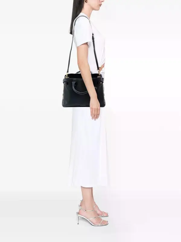 Burberry Leather And House Check Banner Satchel - Black