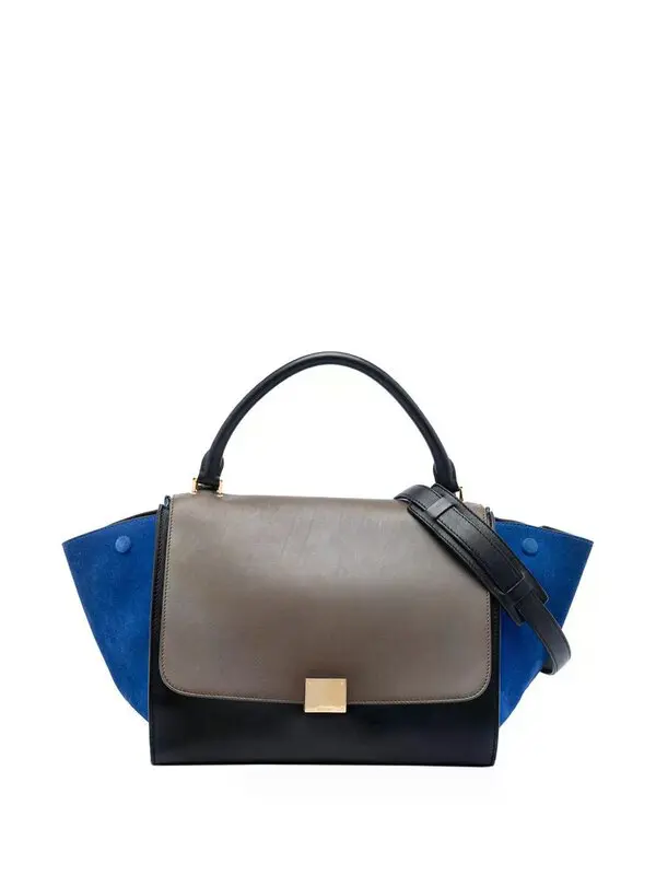 Celine 2012 Medium Tricolor Trapeze Satchel - Black