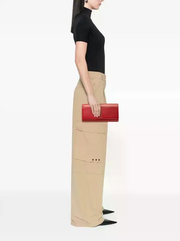 Saint Laurent Grain De Poudre Monogram Cassandre Clutch Bag - Red