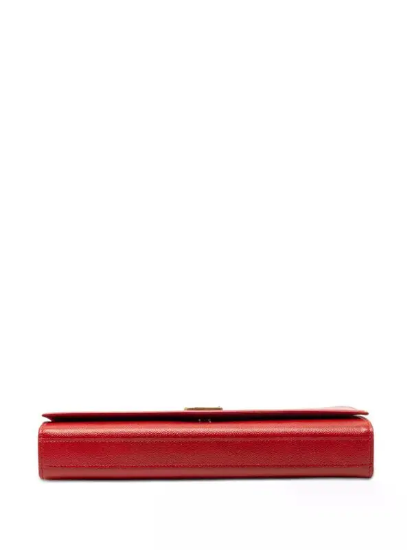 Saint Laurent Grain De Poudre Monogram Cassandre Clutch Bag - Red