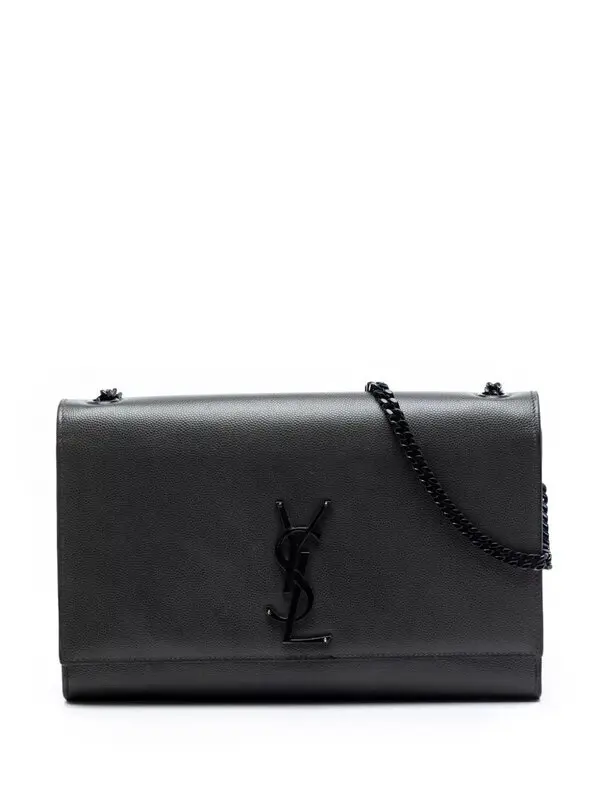 Saint Laurent 2016 Medium Grain De Poudre Monogram Monochrome Kate Crossbody Bag - Grey