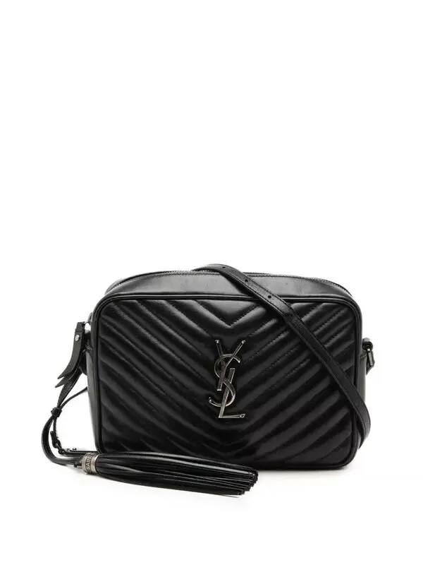 Saint Laurent 2018 Quilted Leather Monogram Lou Camera Bag Crossbody Bag - Black