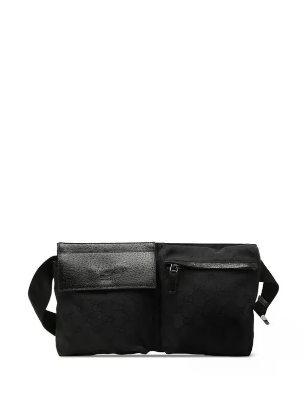 Gucci Gg Canvas Double Pocket Belt Bag - Black