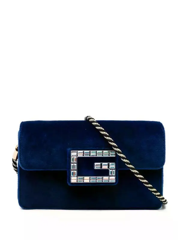 Gucci Crystal Embellished Broadway Crossbody Bag - Blue