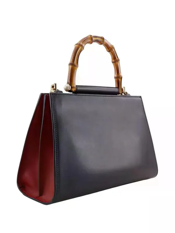 Gucci Leather Bamboo Nymphaea Web Satchel