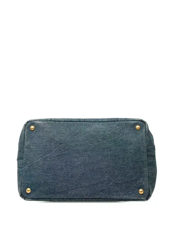Prada Denim Canapa Logo Satchel 2013-2015 - Blue