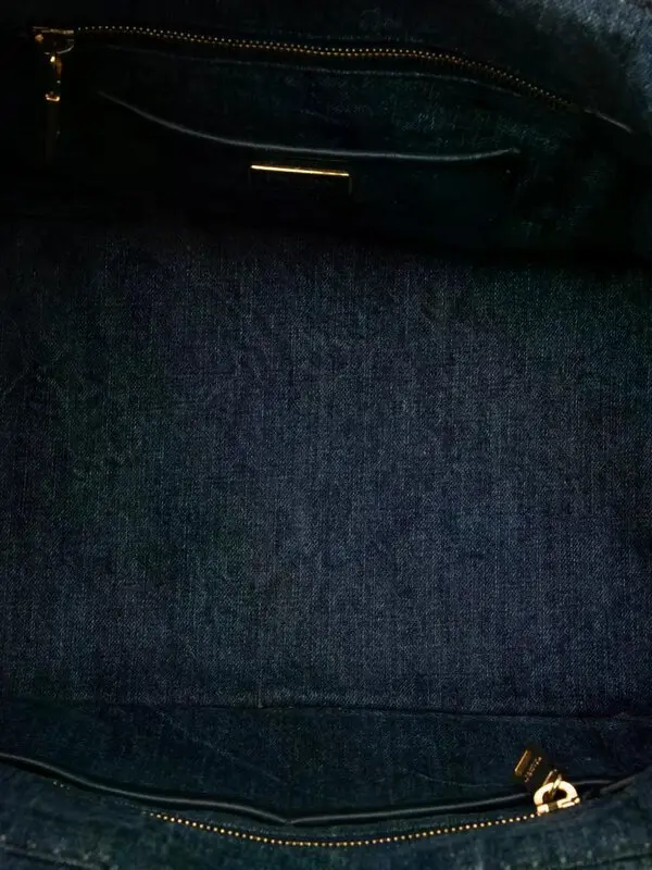 Prada Denim Canapa Logo Satchel 2013-2015 - Blue