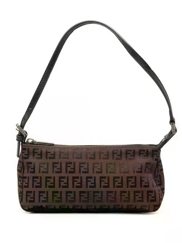 Fendi Zucchino Canvas Pochette Shoulder Bag - Brown