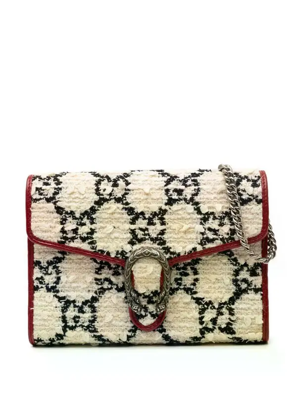 Gucci Gg Tweed Dionysus Wallet On Chain Crossbody Bag - Red