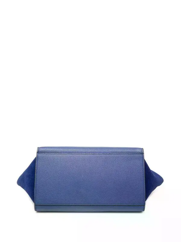 Celine 2014 Small Drummed Calfskin And Suede Trapeze Satchel - Blue