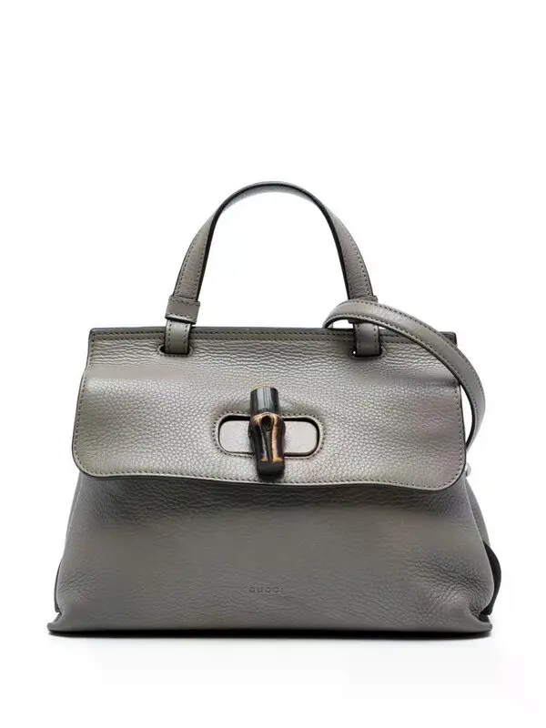 Gucci Small Leather Bamboo Daily Satchel - Grey