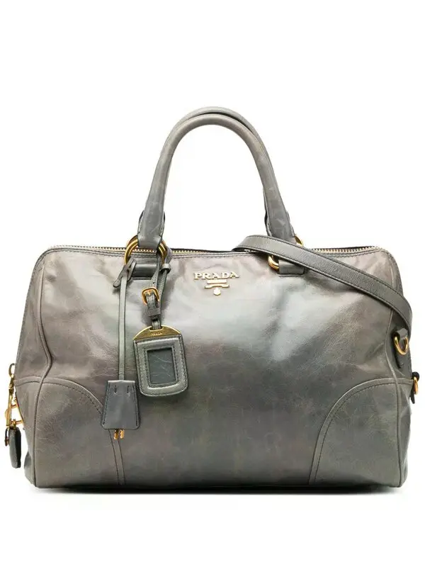 Prada Vitello Shine Bauletto Satchel - Grey