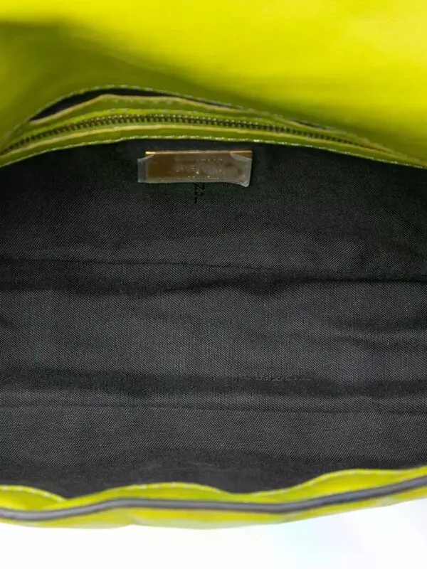 Fendi Zucca Embossed Leather Baguette Satchel - Green