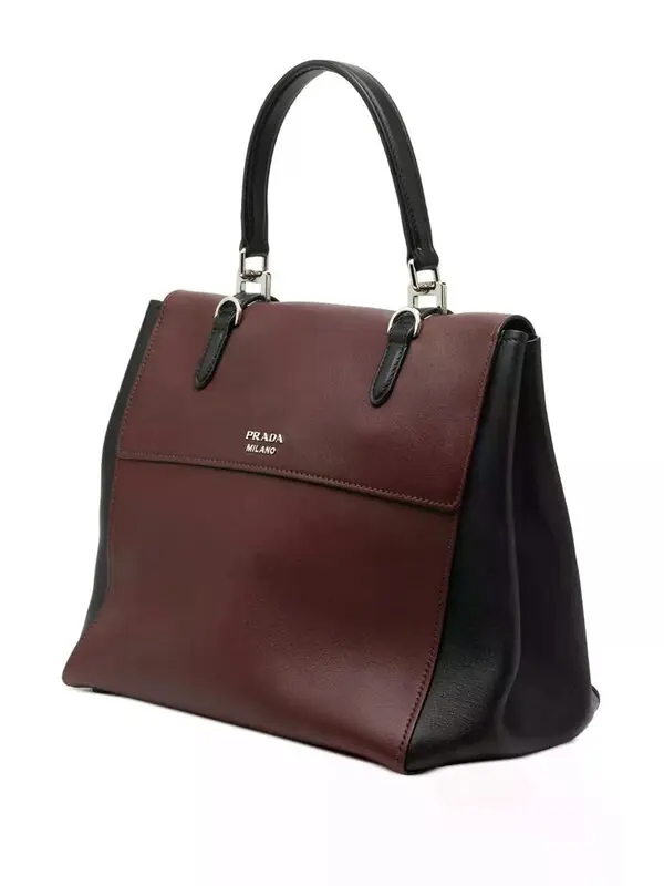 Prada Bicolor Soft Calf Double Turnlock Satchel