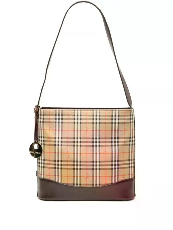 Burberry Haymarket Check Canvas Shoulder Bag - Brown