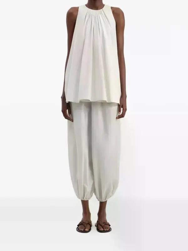 Loulou De Saison Liao Gathered Flaring Blouse - Neutrals