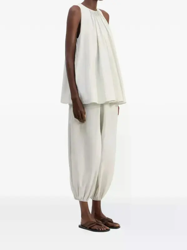 Loulou De Saison Liao Gathered Flaring Blouse - Neutrals