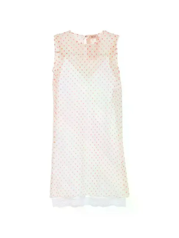 N°21 Polka-dot Lace-trim Mini Dress - Neutrals