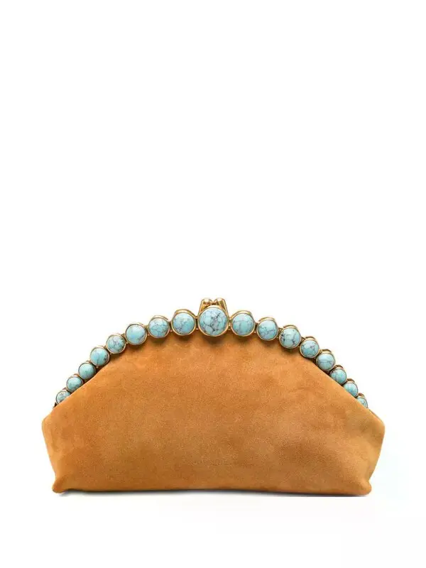 Cult Gaia Stone-embellished Suede Clutch Bag - Neutrals