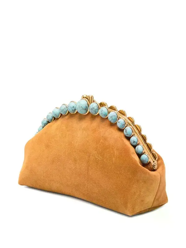 Cult Gaia Stone-embellished Suede Clutch Bag - Neutrals