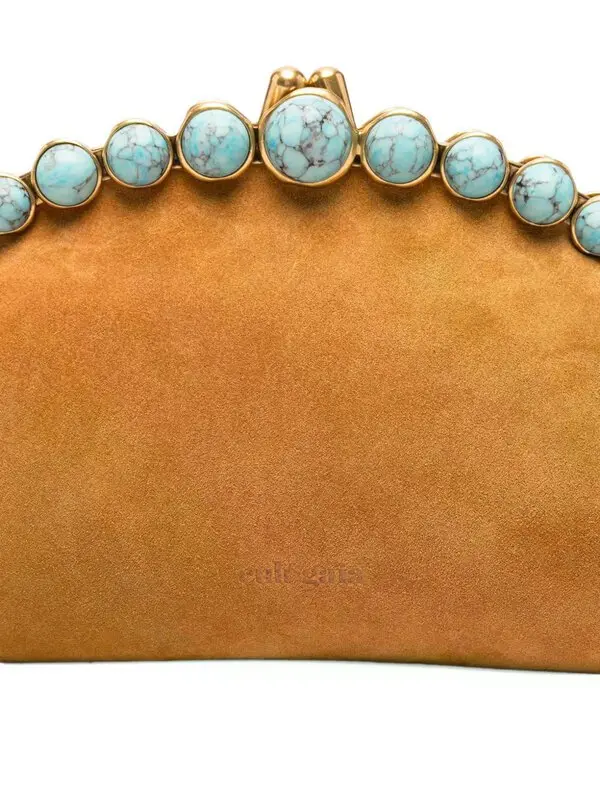 Cult Gaia Stone-embellished Suede Clutch Bag - Neutrals