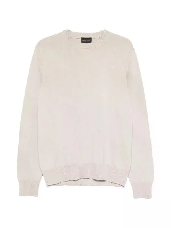 Emporio Armani Logo-embroidered Crew-neck Sweater - Neutrals