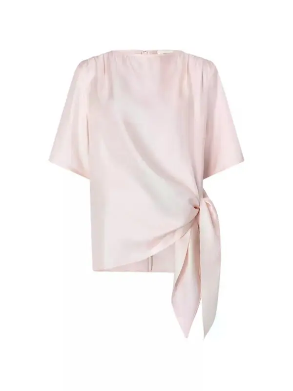 Loulou De Saison Mano Asymmetric Knotted Silk Top - Pink