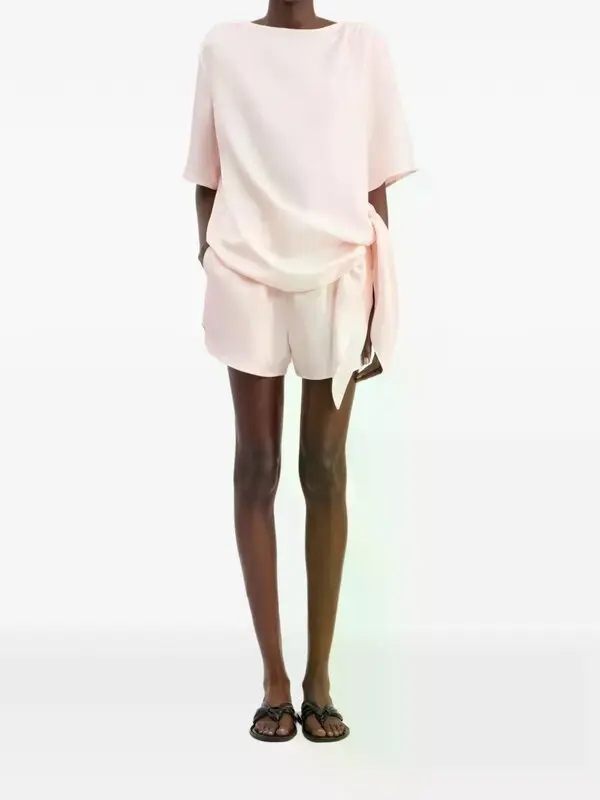 Loulou De Saison Mano Asymmetric Knotted Silk Top - Pink