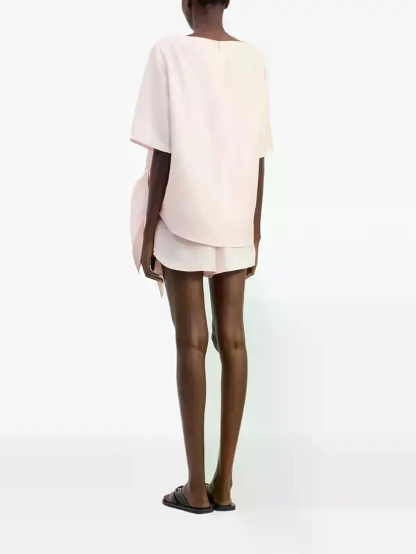 Loulou De Saison Mano Asymmetric Knotted Silk Top - Pink