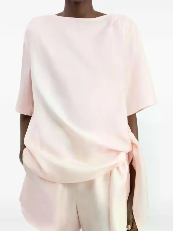 Loulou De Saison Mano Asymmetric Knotted Silk Top - Pink