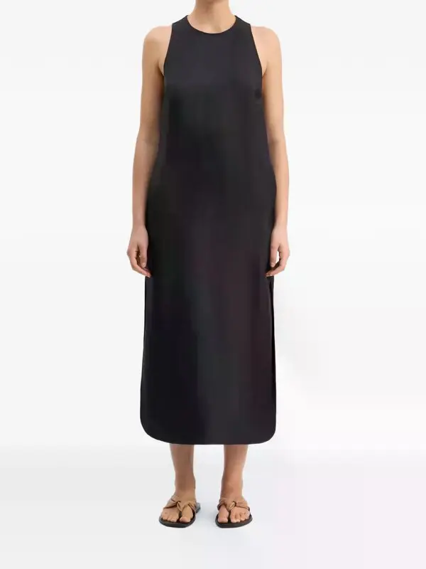 Loulou De Saison Paloma Twisted Silk Midi Dress - Black