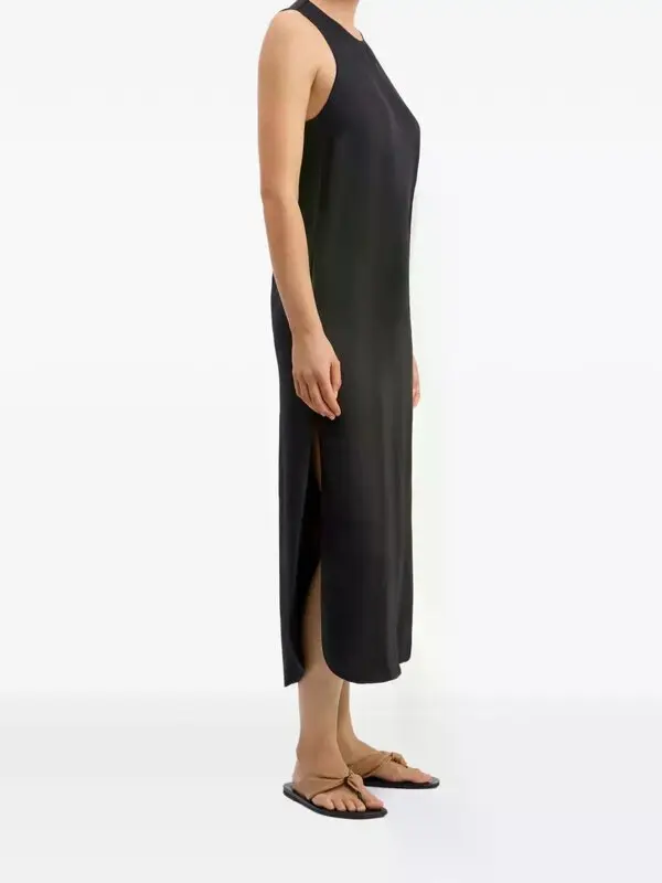 Loulou De Saison Paloma Twisted Silk Midi Dress - Black