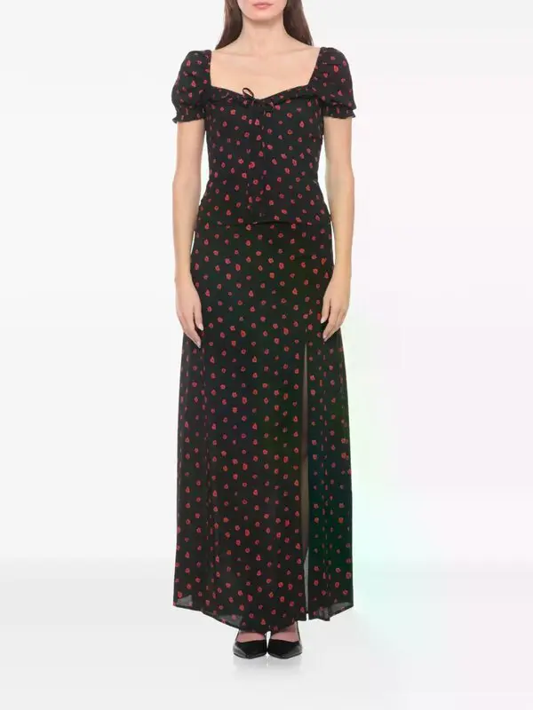 MAR DE MARGARITAS Letizia Floral-print Ruffled Top - Black