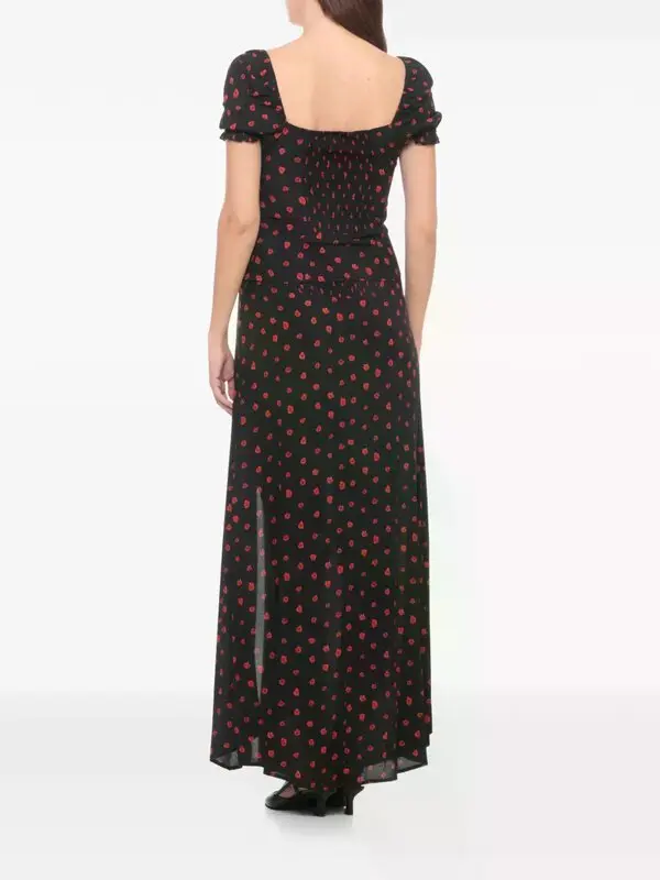 MAR DE MARGARITAS Letizia Floral-print Ruffled Top - Black