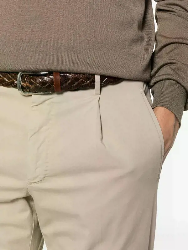 Incotex Pleat-detail Tapered Trousers - Neutrals