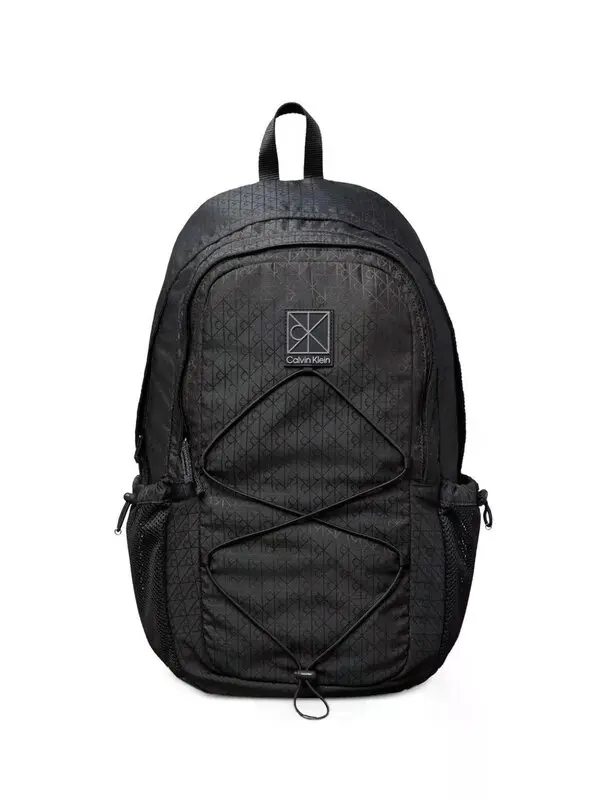Calvin Klein Monogram Pattern Bungee-cord Backpack - Black