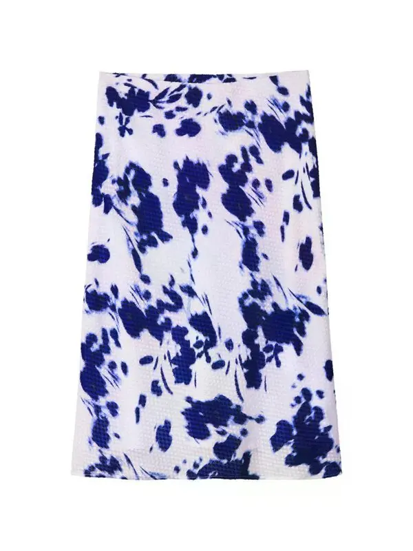 Calvin Klein Abstract-print Textured Midi Skirt - White
