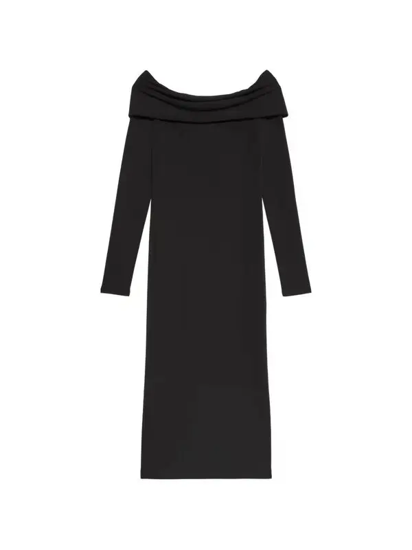 Calvin Klein Off-shoulder Midi Dress - Black