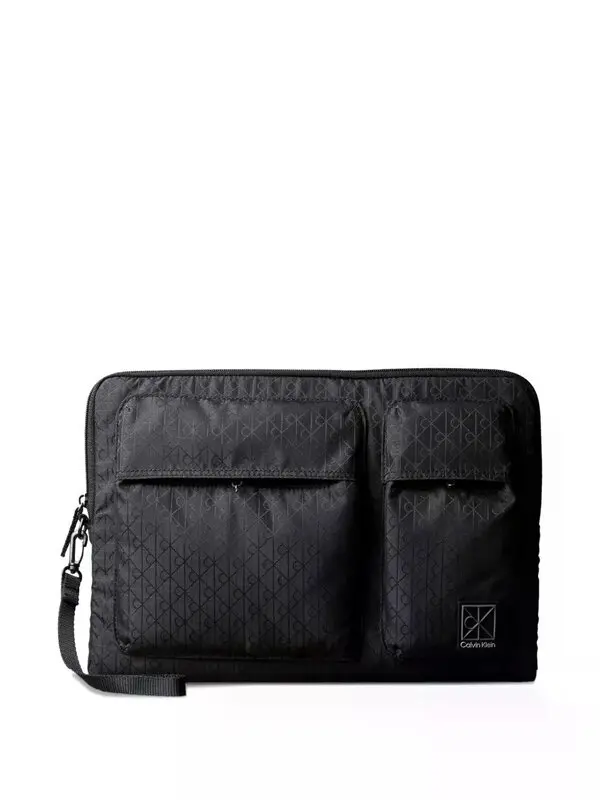 Calvin Klein Monogram-pattern Laptop Bag - Black