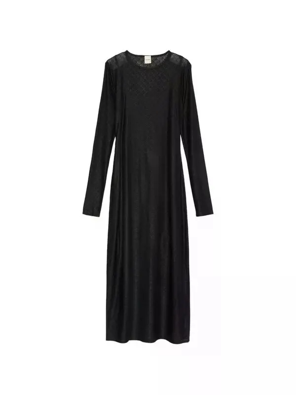 Calvin Klein Monogram-pattern Long-sleeve Midi Dress - Black